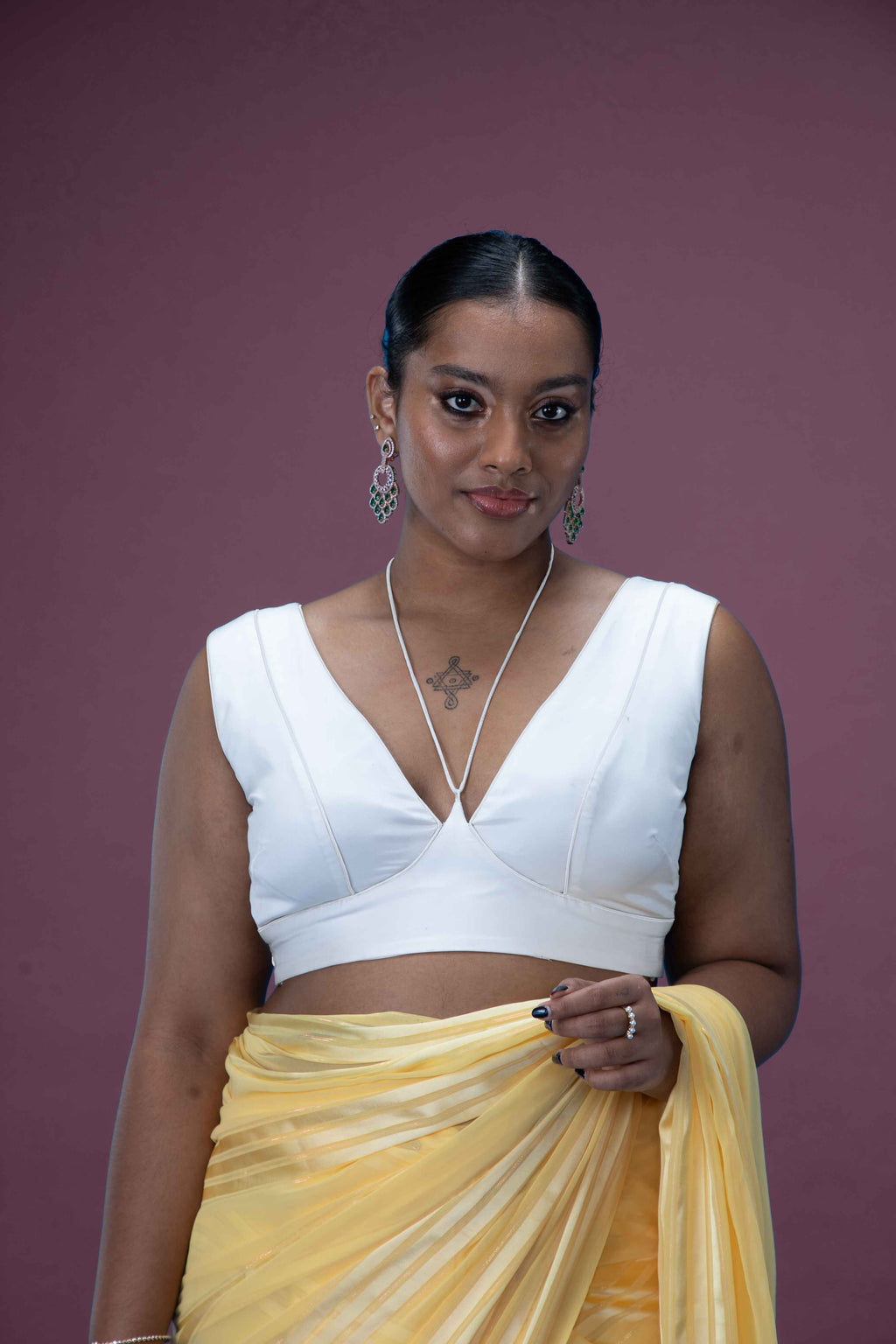 Ahana Sleeveless Silk Saree Blouse with Deep Tie-Up Neck for Parties – Binks