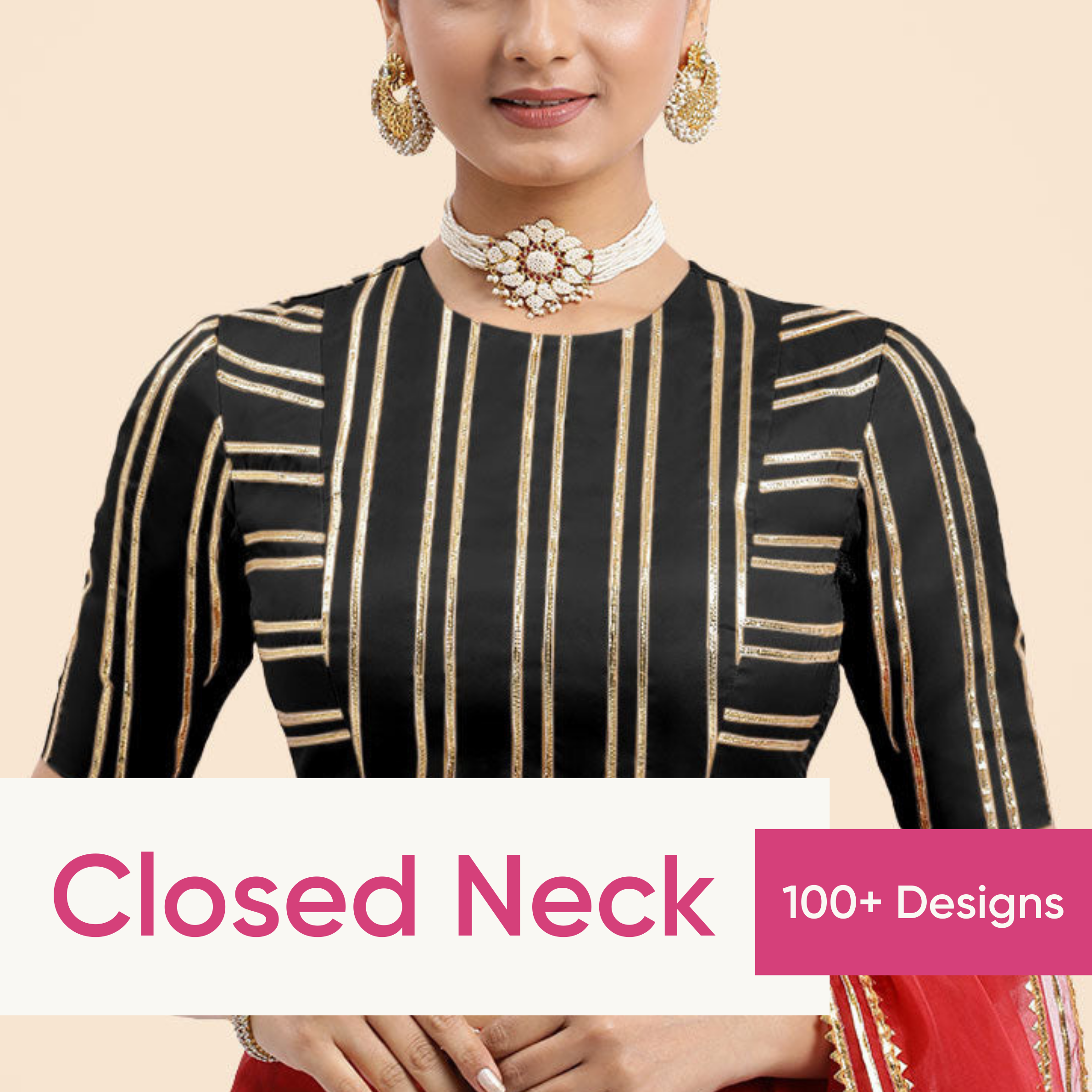 Closed Neck Saree Blouse - Buy Readymade & Latest Close Neck Blouse ...