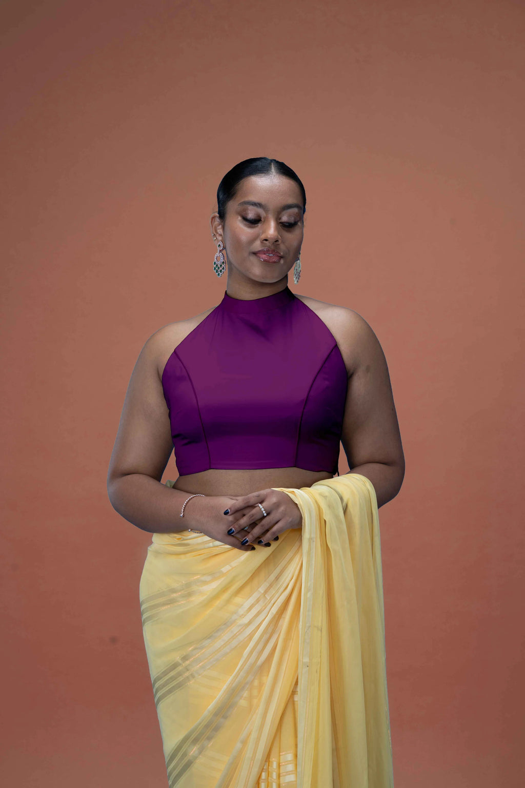 Purple Laila Halter Neck Saree Blouse w/ FlexiFit™ – Binks