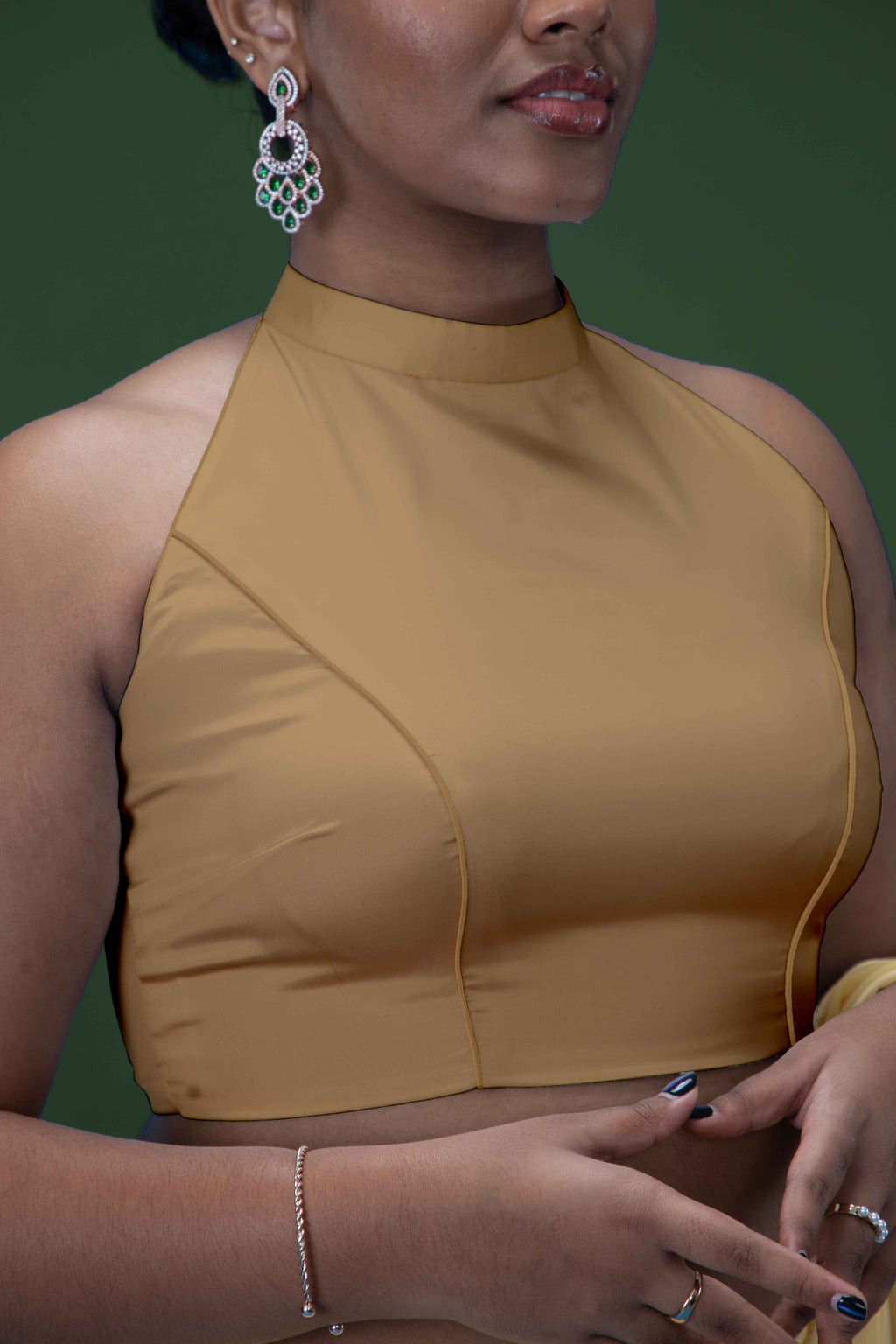 Gold Laila Halter Neck Saree Blouse w/ FlexiFit™ – Binks