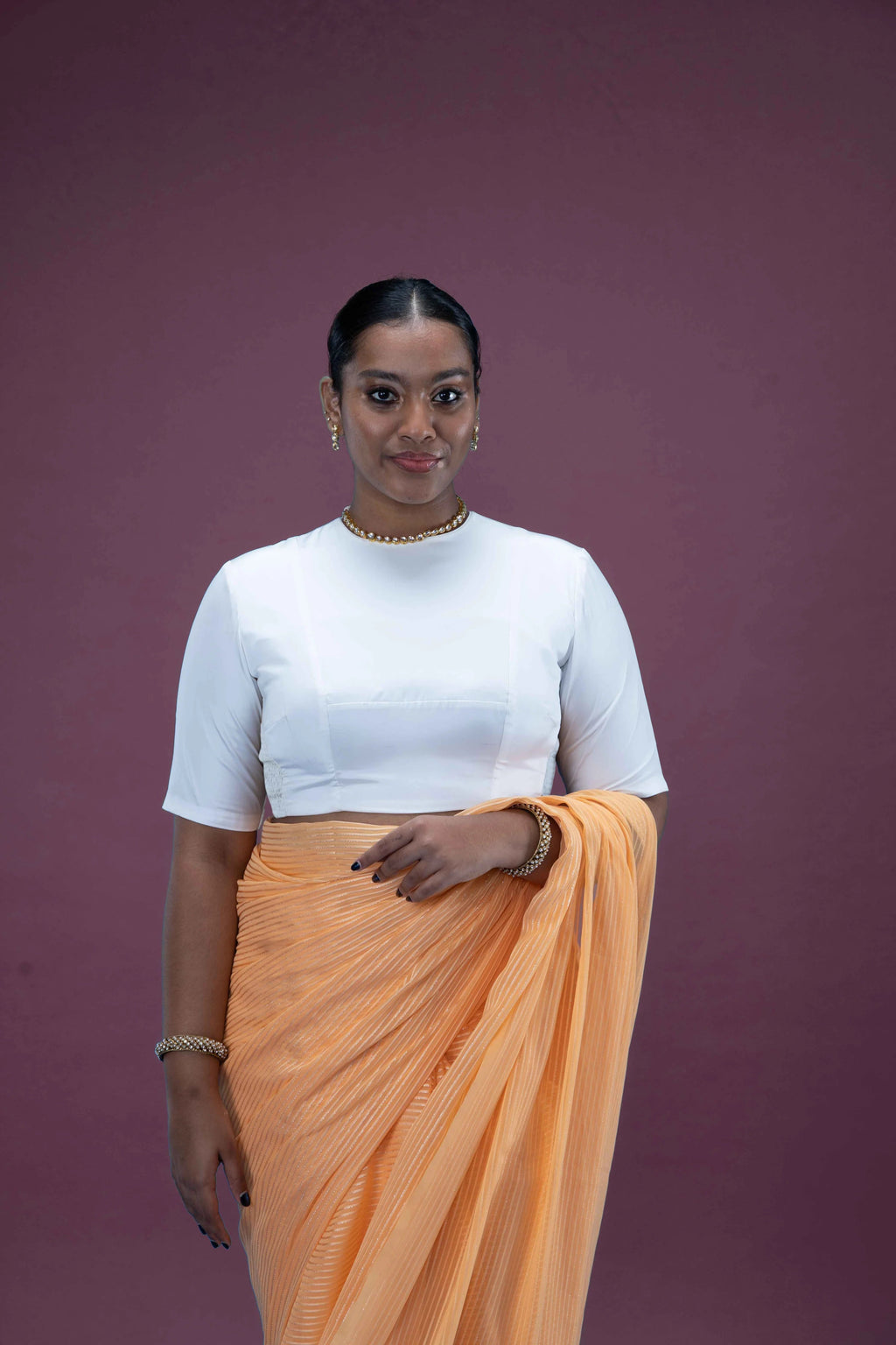 Pearl White Myra Backless Saree Blouse w/ FlexiFit™ – Binks